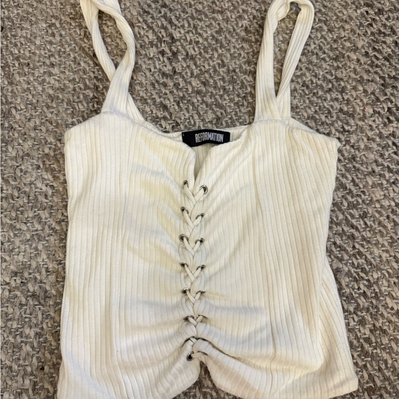 Reformation | Tops | Reformation Ivory Laceup Ribbed Camisole | Poshmark